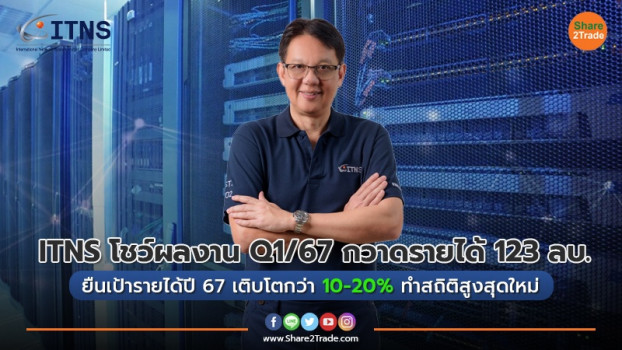 ITNS โชว์ผลงาน Q1/67 กวาดรายได้ 123 ลบ. ยืนเป้ารายได้ปี 67 เติบโตกว่า 10-20% ทำสถิติสูงสุดใหม่ ...